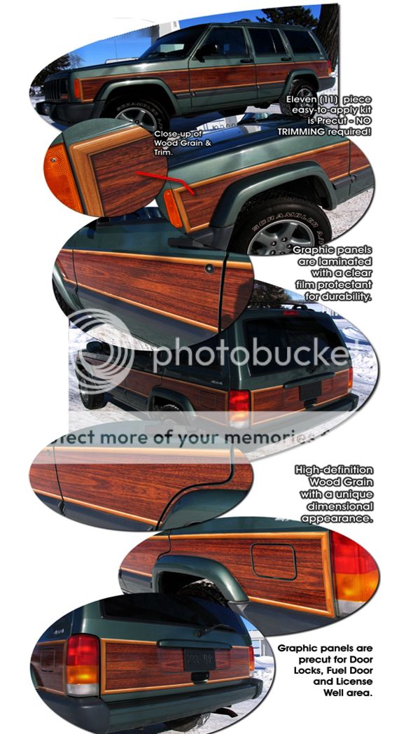 Wood Panel Graphics Kit 1 for Jeep Cherokee 1984-2001